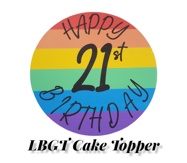 LGBT Birthday Cake Topper, Rainbow Pride Theme Cake Topper, Acrylic ...
