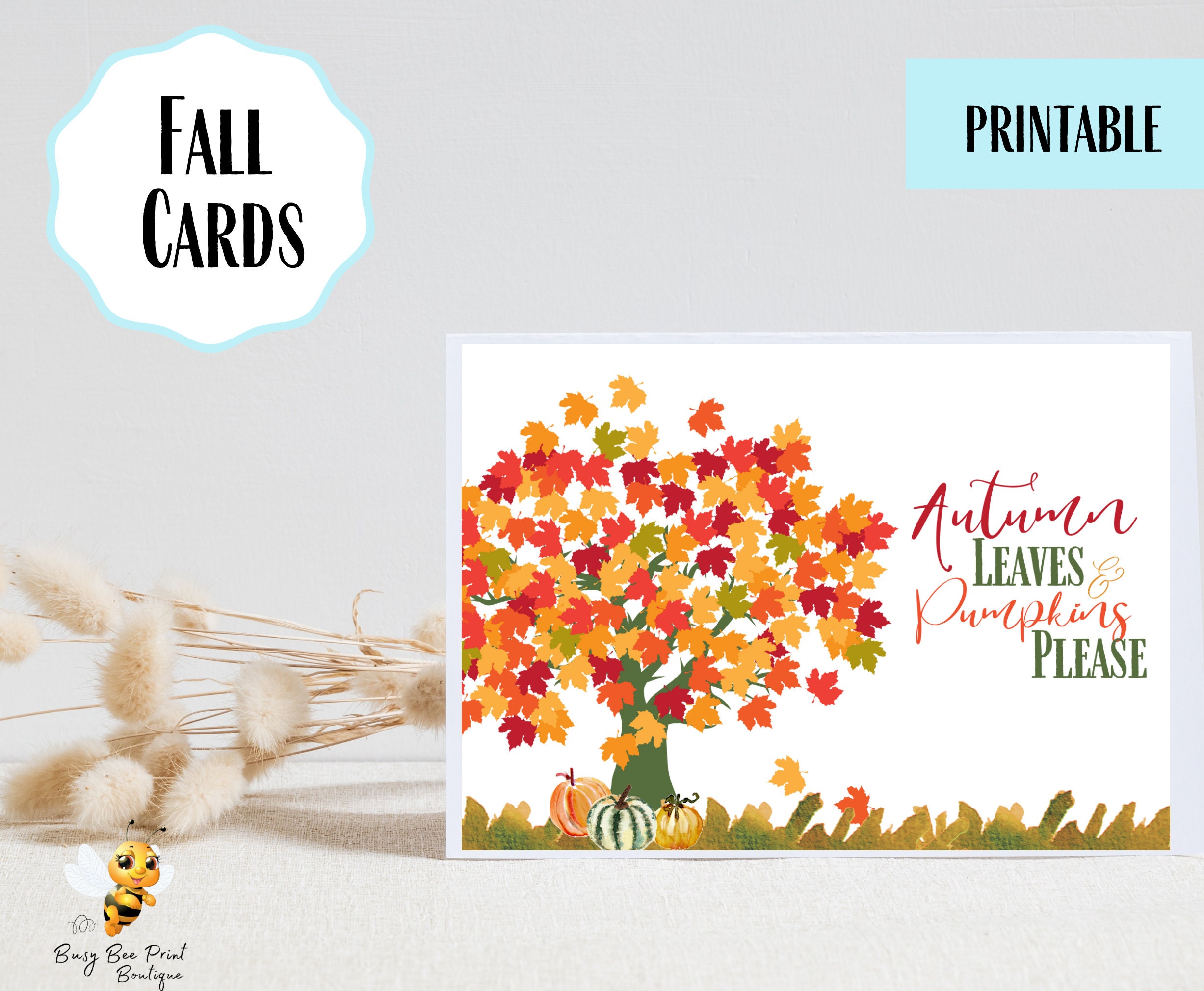 Fall Autumn Cards, Instant Download Stationary Cards 7x10, Autumn Tree ...