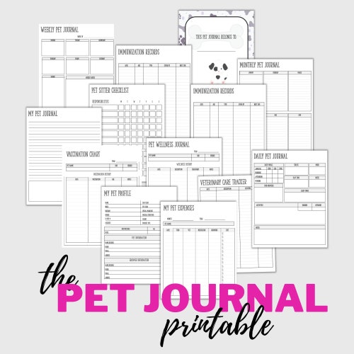 Pet Journal Pack Printable Medication Tracker Vet Record - Etsy