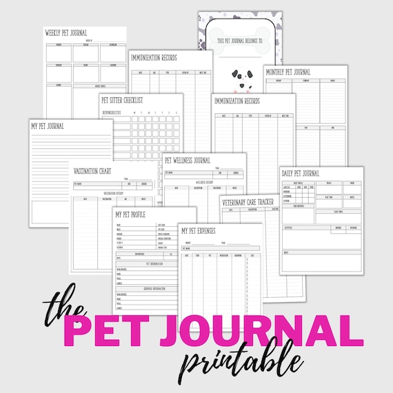 Pet Journal Pack Printable Medication Tracker Vet Record - Etsy