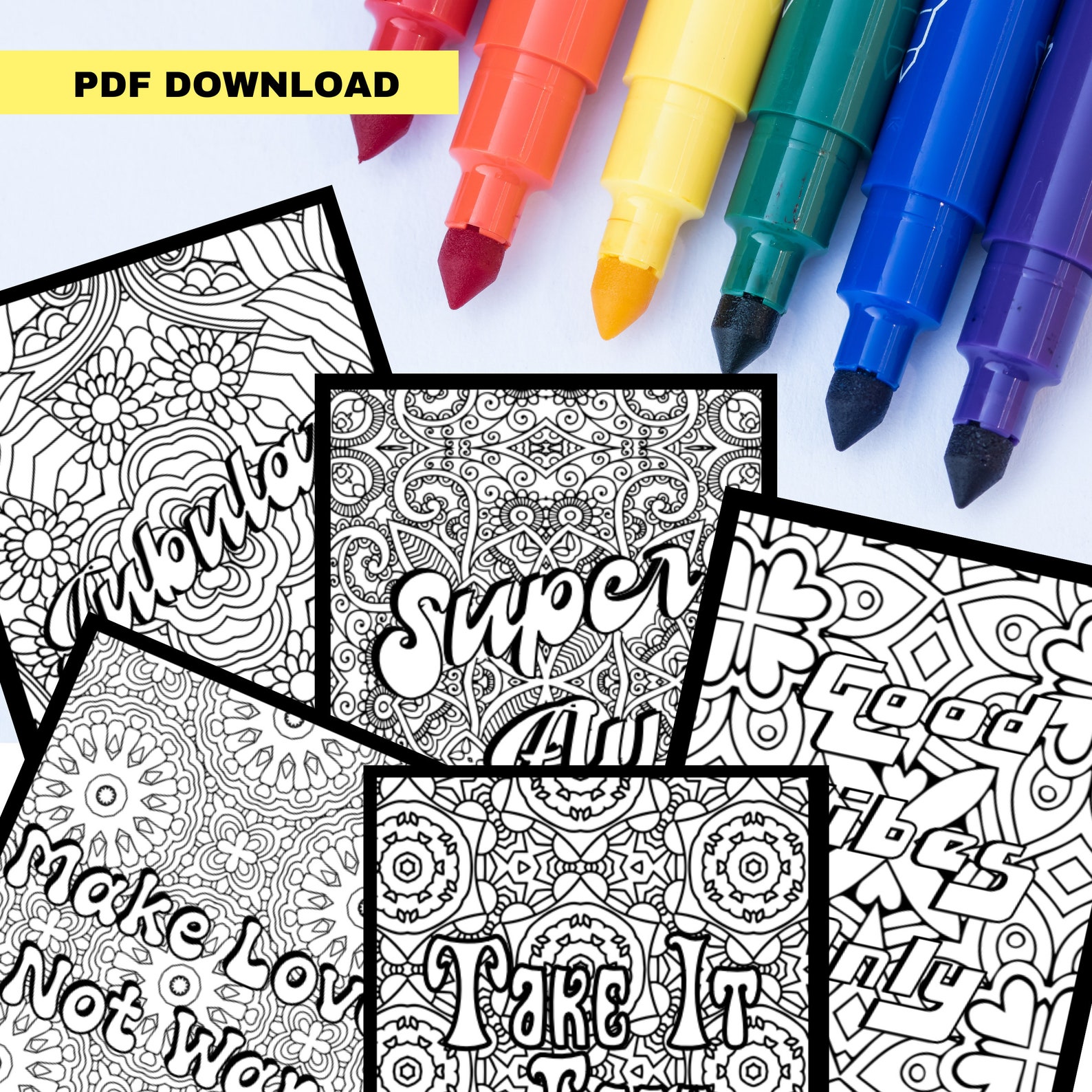 70s Groovy Adult Coloring Pages - Etsy