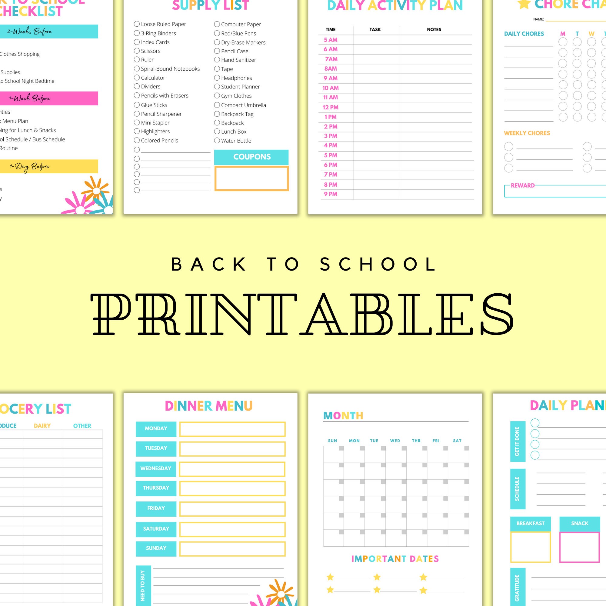 Back to School Planning Checklist and Calendar - Etsy