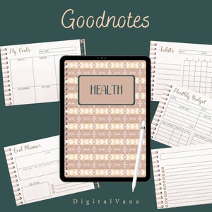 Boho Digital Planner & Stickers, Undated Calendar, Weekly, Habit ...