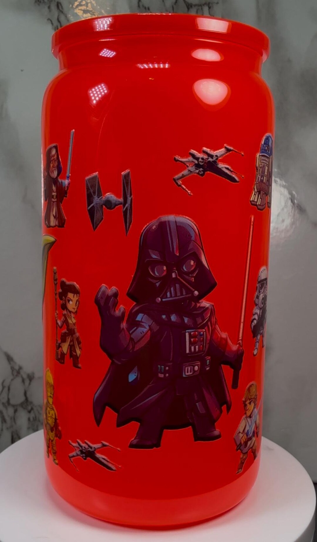Star Wars UVDTF on a High Liter Red Beer Can Glass - Etsy