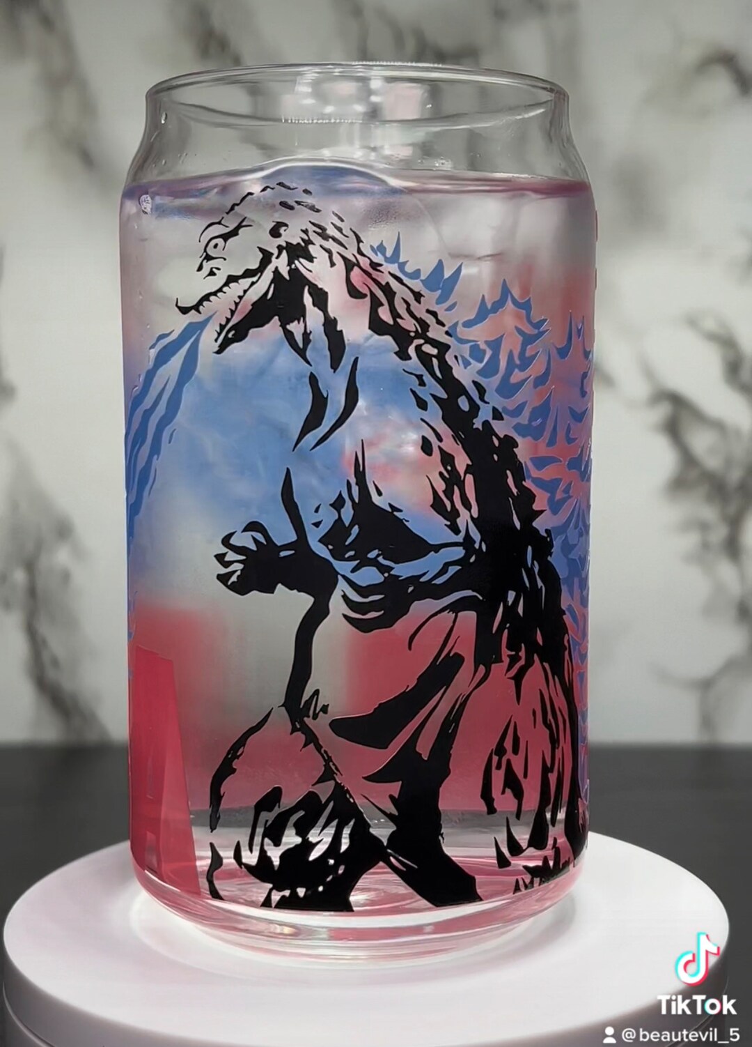 Gojira Godzilla Color Changing Permanent Vinyl on a Libbey Beer Can ...