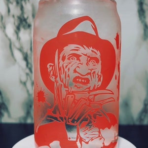 Freddy Krueger Color Changing Red Permanent Vinyl on Libbey Beer Can ...