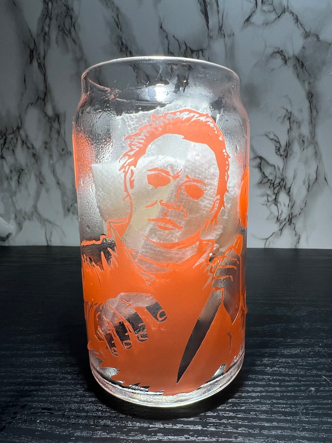 Michael Myers Color Changing Orange Permanent Vinyl on Libbey Beer Can ...
