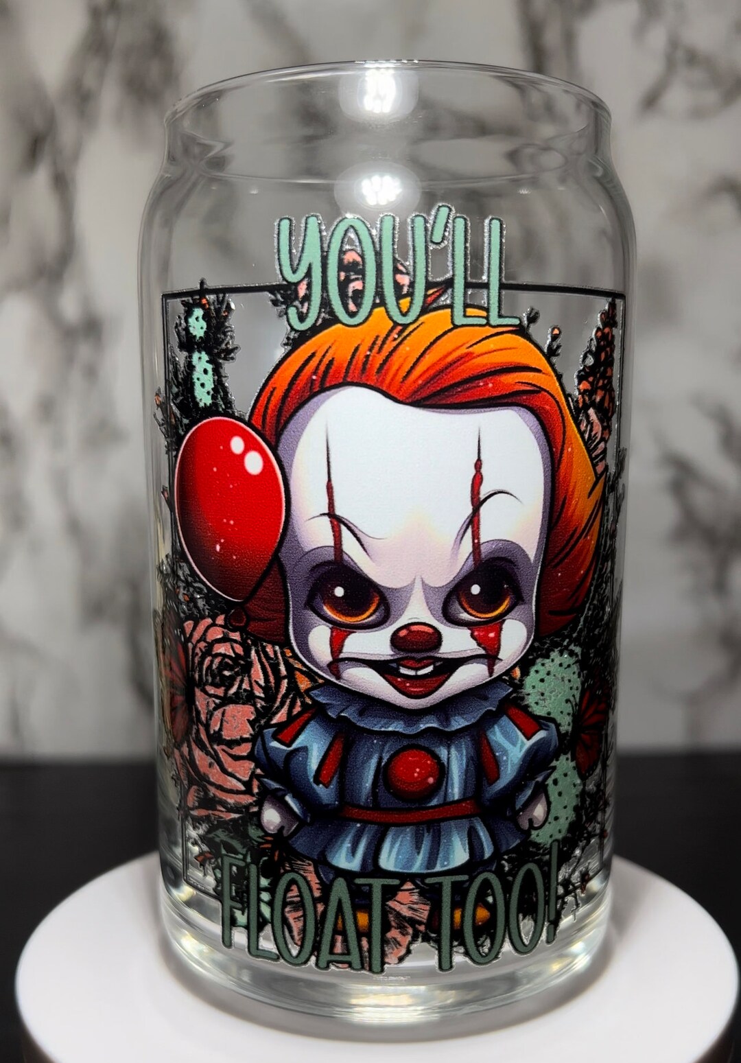 UV DTF Baby Pennywise Youll Float Too on a Libbey Beer Can Glass - Etsy
