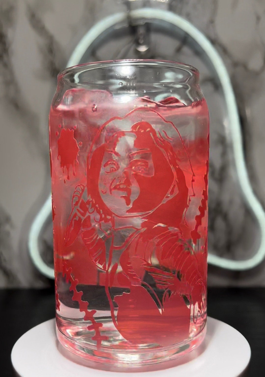 Child's Play Chucky Cold Color Red Changing Permanent Vinyl on a Libbey ...