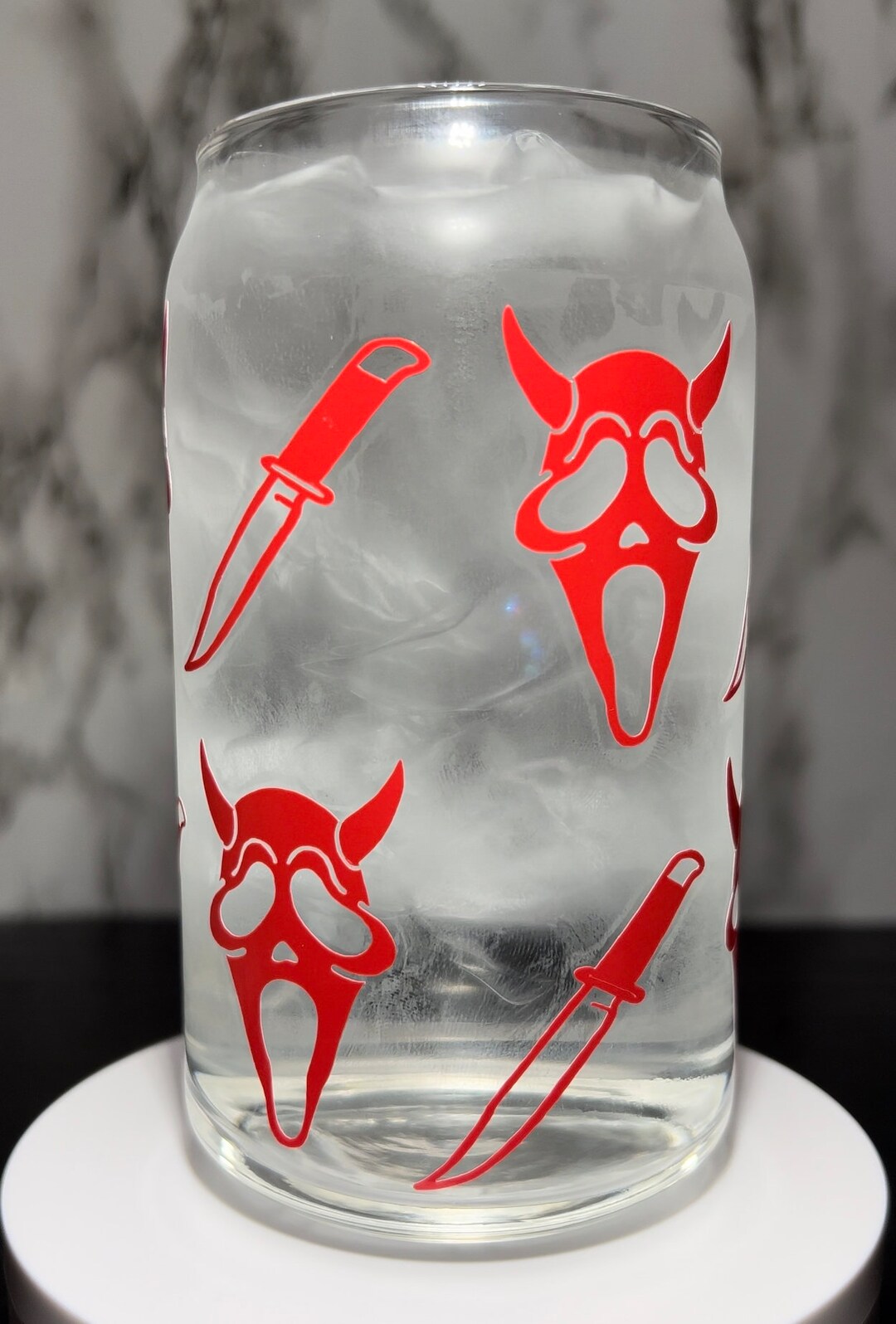 Devil Scream Ghostface Color Changing Permanent Vinyl on a Libbey Beer ...