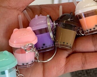Kawaii Boba Tea Keychains Assorted Colors With Straws - Etsy