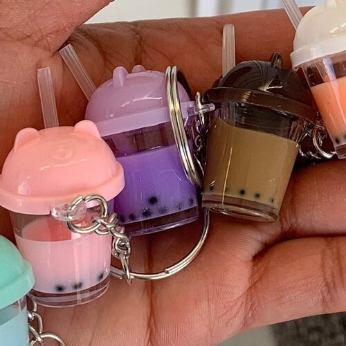 Kawaii Boba Tea Keychains Assorted Colors With Straws - Etsy