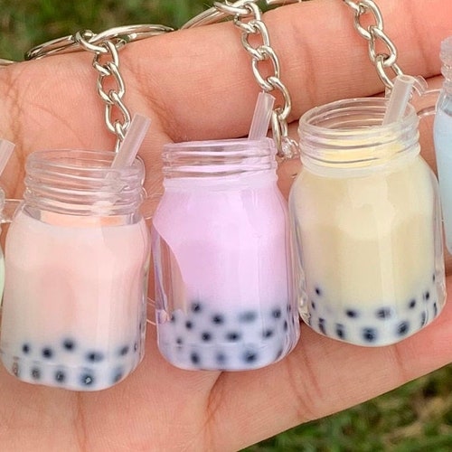 Kawaii Boba Tea Keychains Assorted Colors With Straws - Etsy