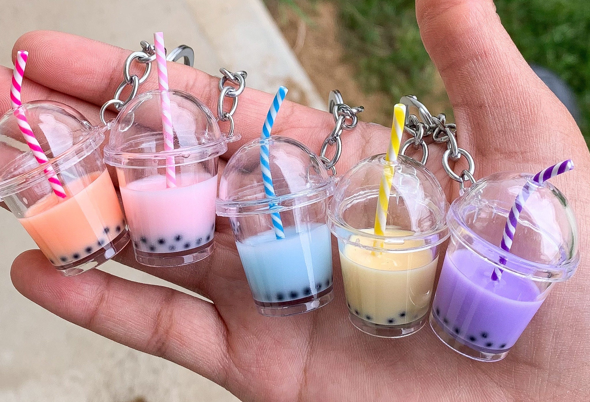Kawaii Boba Tea Keychains Assorted Colors With Straws - Etsy