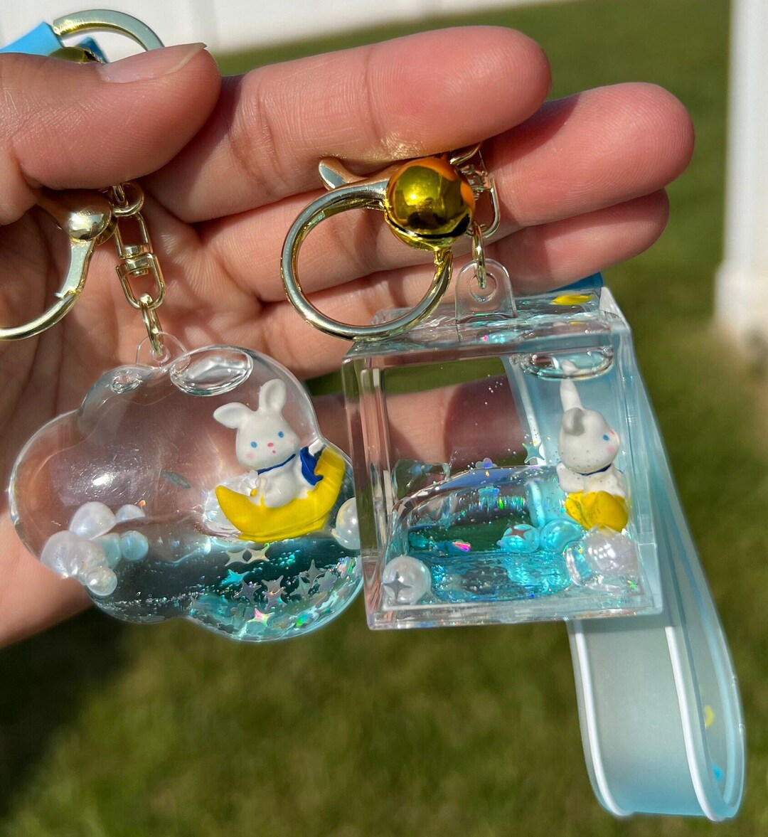 Kawaii Liquid Bunny Keychains Various Shapes for Keys & Bags - Etsy
