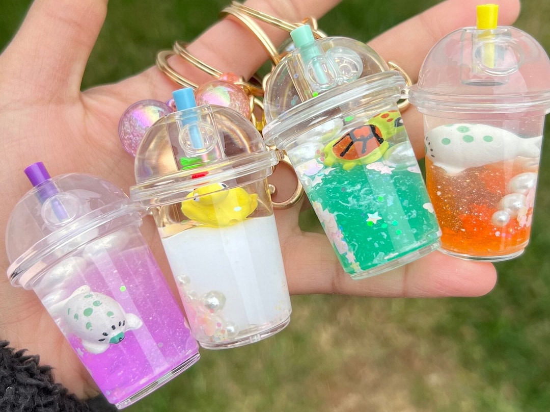 Assorted Kawaii Liquid Drink Keychains - Etsy