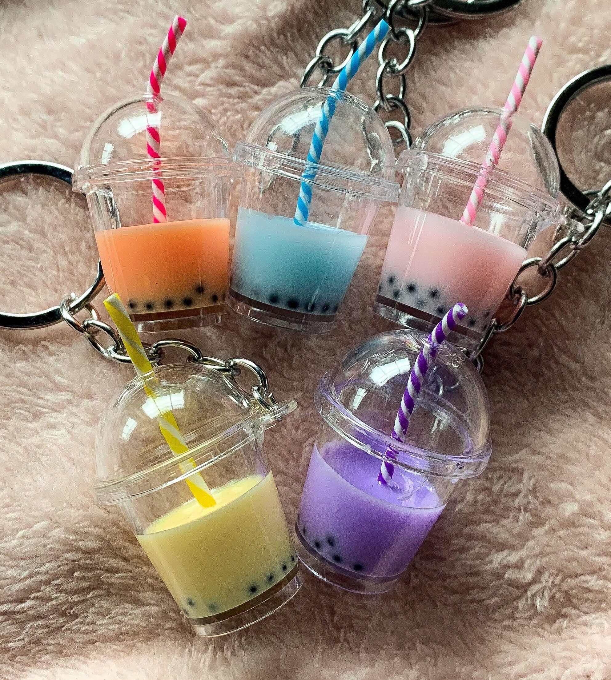 Kawaii Boba Tea Keychains Assorted Colors With Straws - Etsy
