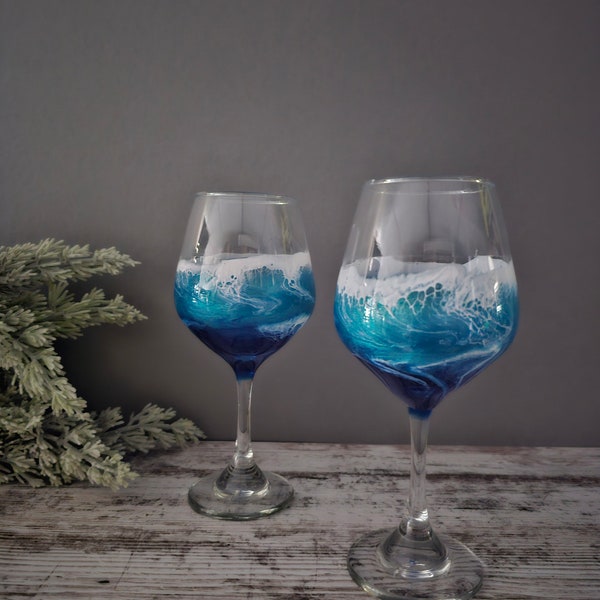 Ocean Stemmed Wine Glass - Etsy