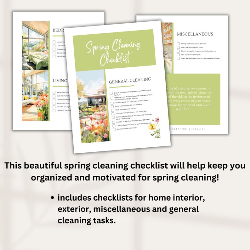 Spring Cleaning Checklist Printable Instant Digital Download, Annual ...