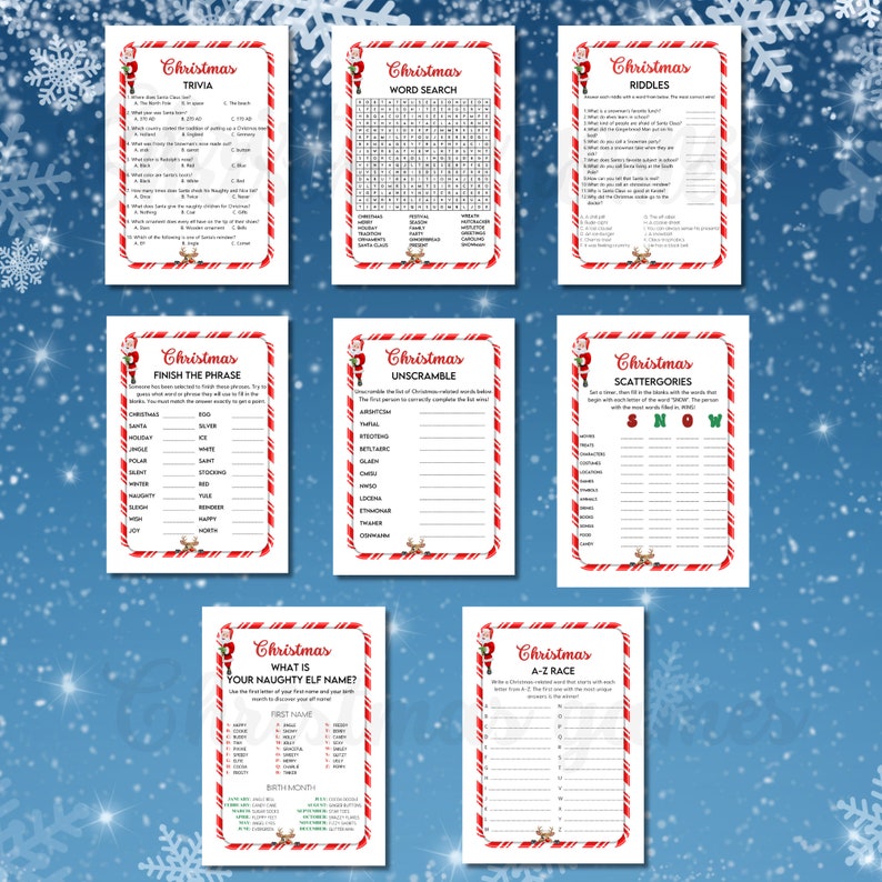 Printable Christmas Game Bundle, Christmas Party Games, Office Holiday ...
