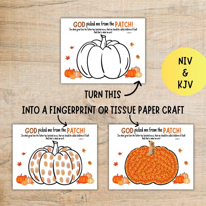 Jesus Picked Me Fall Pumpkin Bible Craft Printable, Preschool Toddler ...