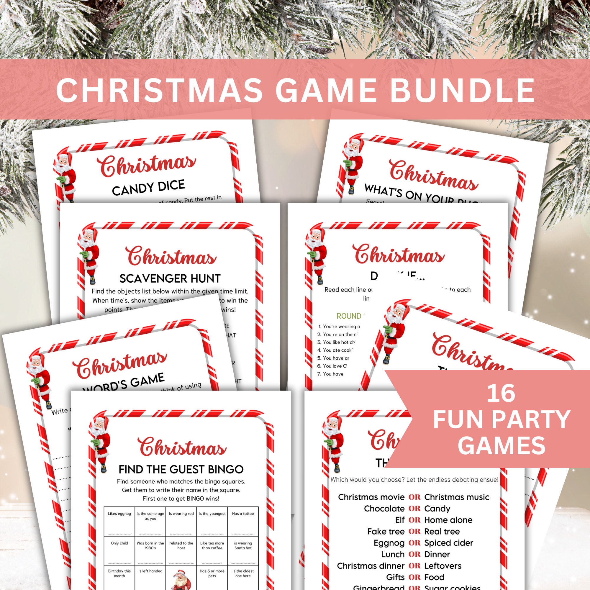 Printable Christmas Game Bundle, Christmas Party Games, Office Holiday ...