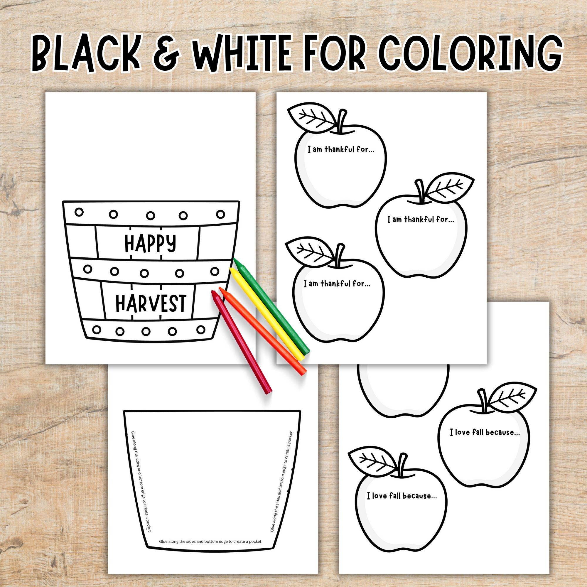 Fall Gratitude Printable Craft Activity for Kids, Apple Basket Harvest ...