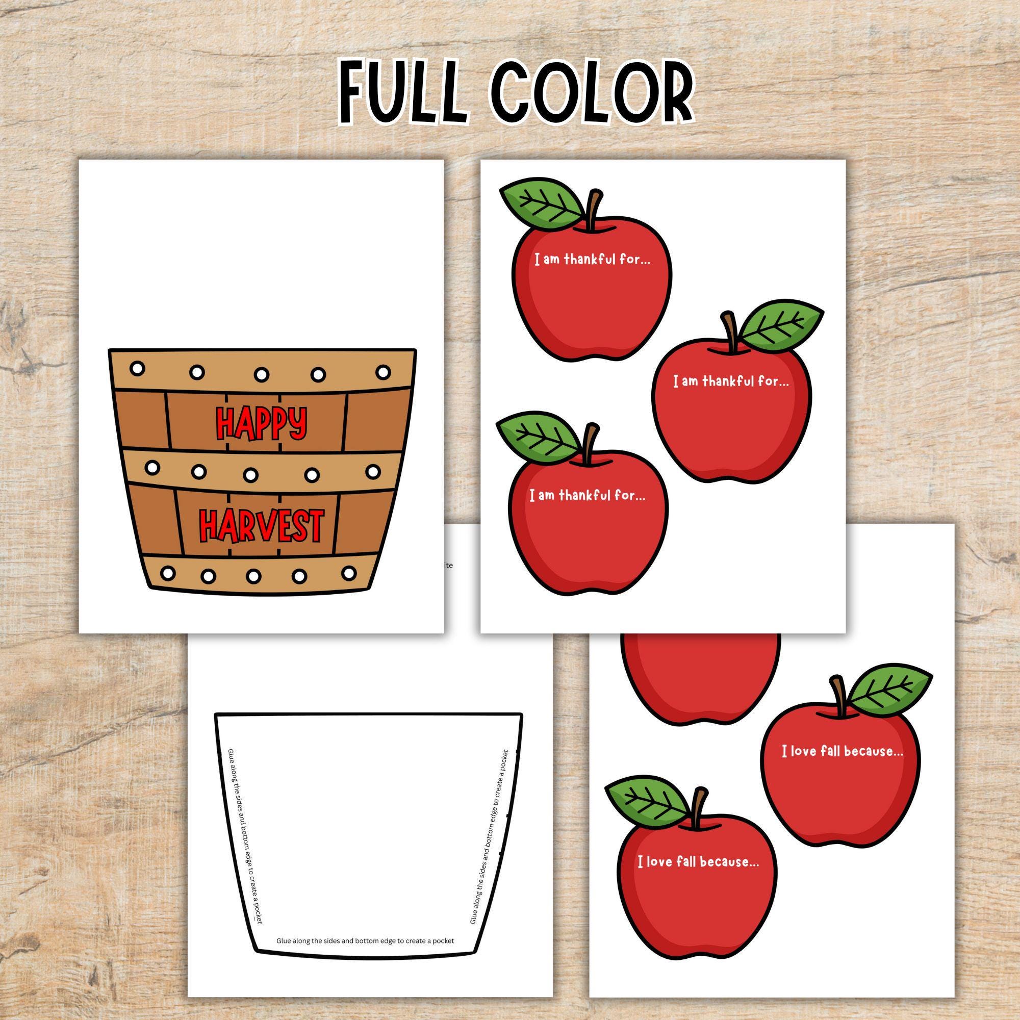 Fall Gratitude Printable Craft Activity for Kids, Apple Basket Harvest ...