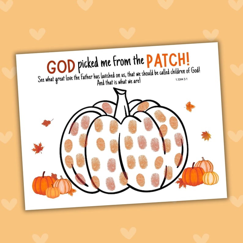 Jesus Picked Me Fall Pumpkin Bible Craft Printable, Preschool Toddler ...