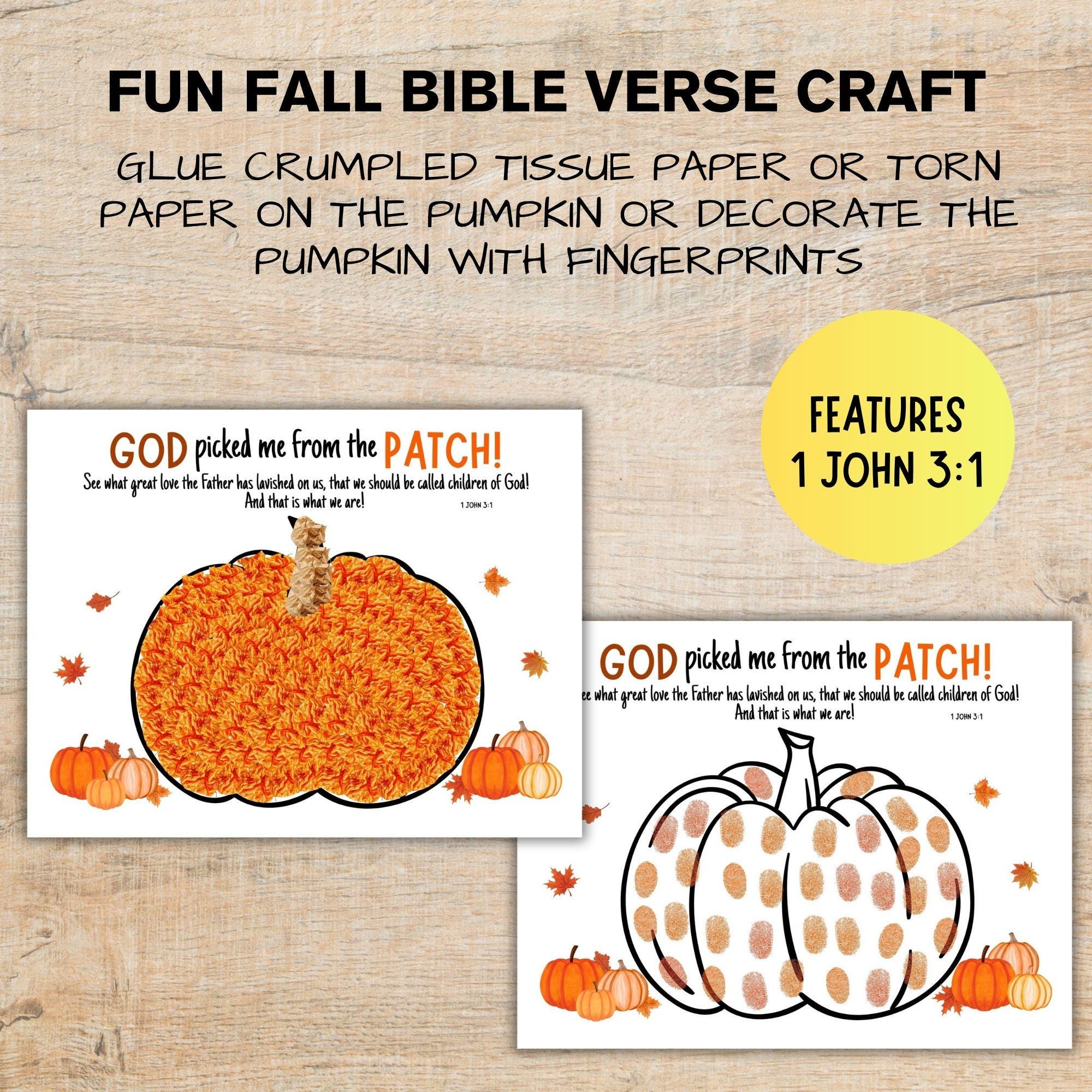 Jesus Picked Me Fall Pumpkin Bible Craft Printable, Preschool Toddler ...