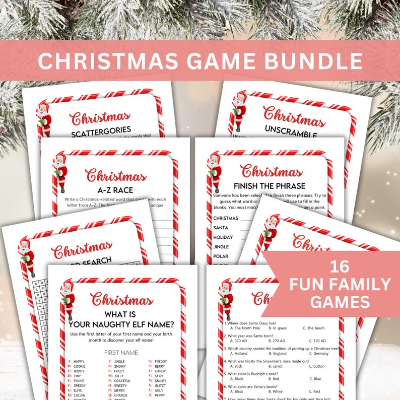 Printable Christmas Game Bundle, Christmas Party Games, Office Holiday ...