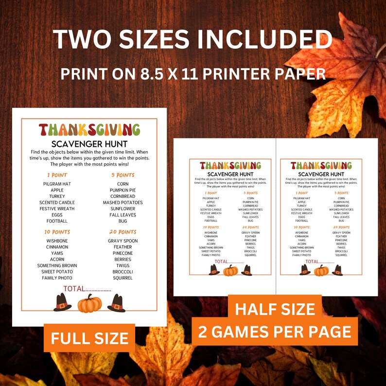 Thanksgiving Printable Games, Thanksgiving Scavenger Hunt ...