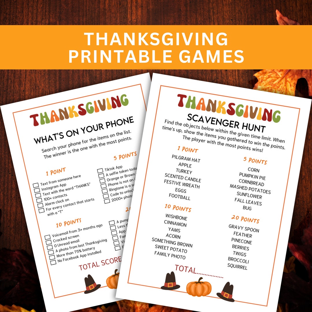 Thanksgiving Printable Games, Thanksgiving Scavenger Hunt ...