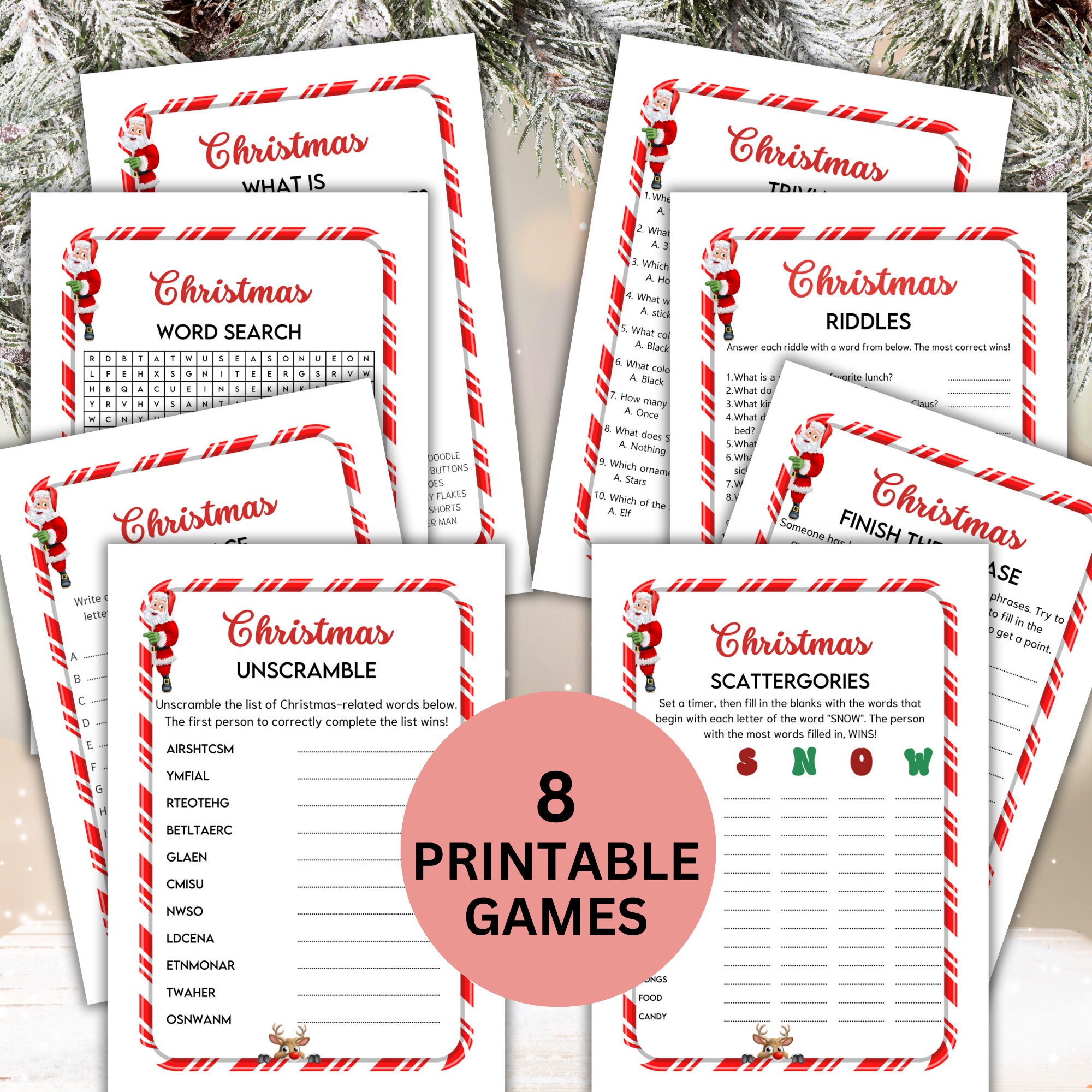 Printable Christmas Game Bundle, Christmas Party Games, School ...