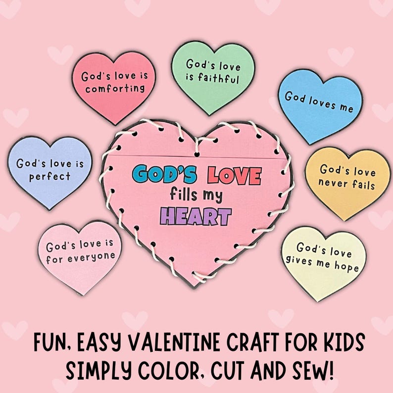 Christian Valentine's Day God's Love Fills My Heart Coloring Craft ...