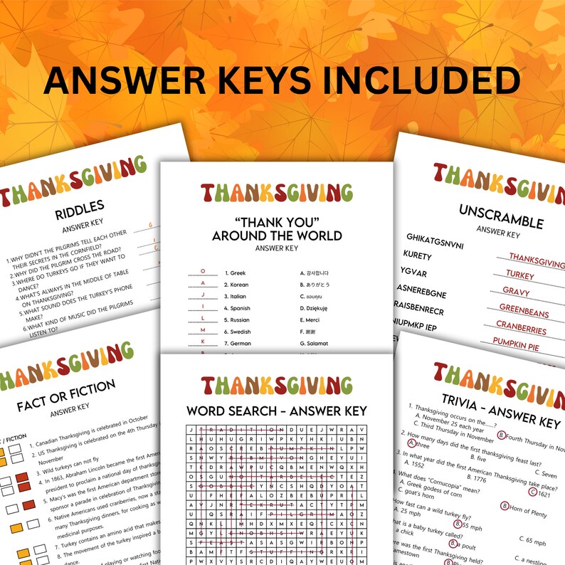 Thanksgiving Printable Games, Family Game Night, Dinner Table Games ...
