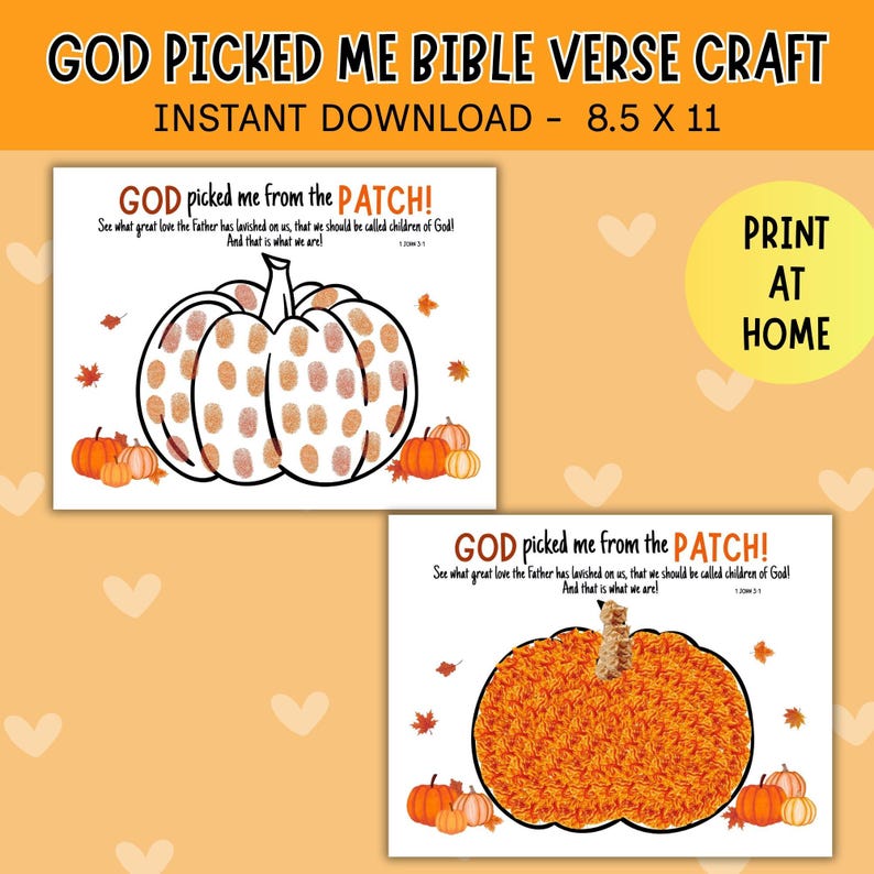 Jesus Picked Me Fall Pumpkin Bible Craft Printable, Preschool Toddler ...