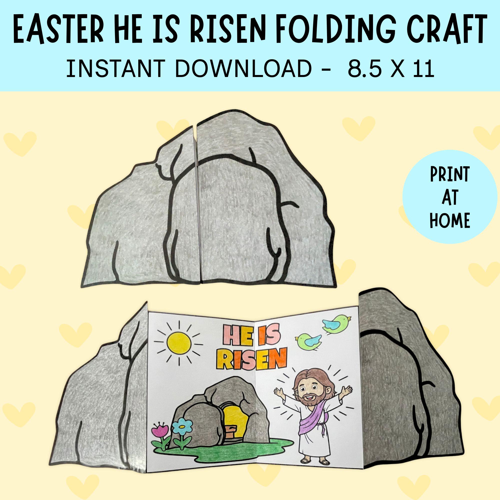 Easter He is Risen Folding Surprise Craft, Jesus Resurrection Sunday ...