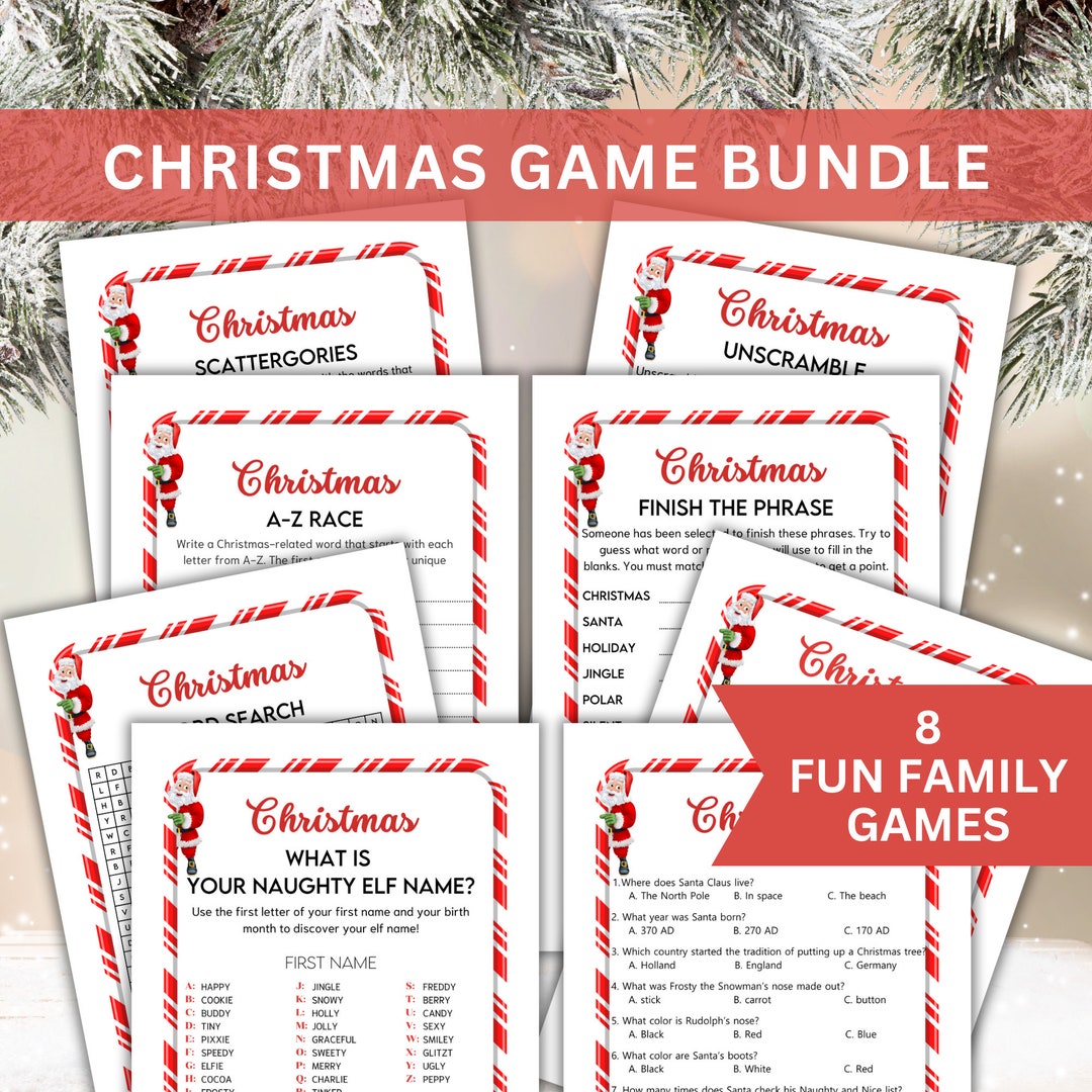 Printable Christmas Game Bundle, Christmas Party Games, School ...