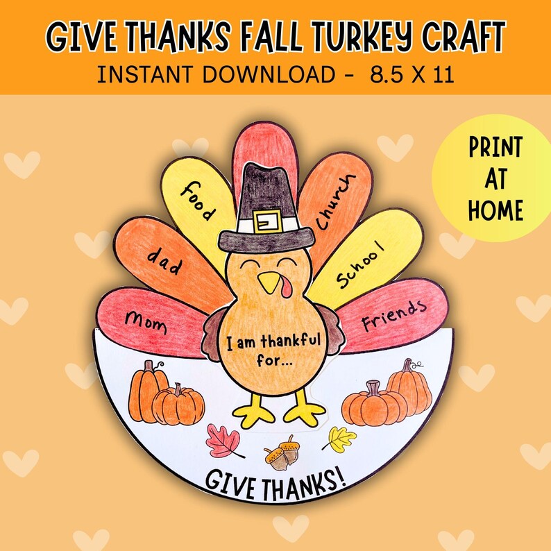 Thankful Fall Turkey Cut & Paste Craft, Build a Thanksgiving Turkey ...