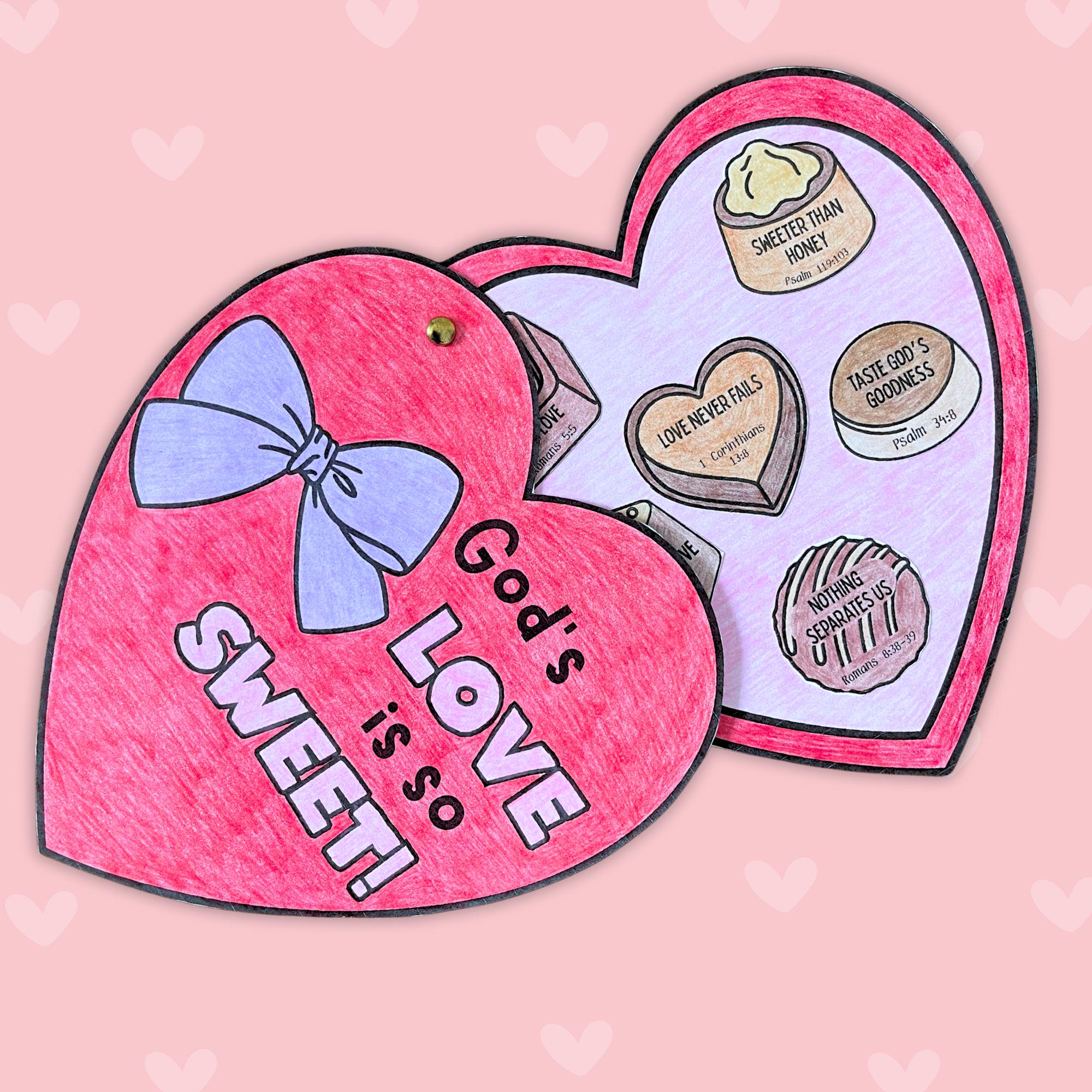 Christian Valentines Day Bible Coloring Craft, Gods Love is Sweet ...