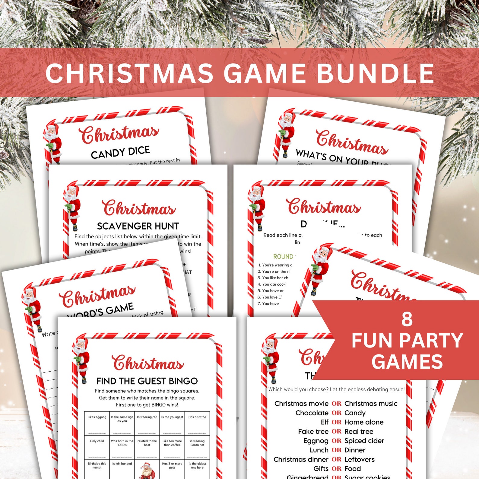 Printable Christmas Game Bundle, Christmas Party Games, Office Holiday ...