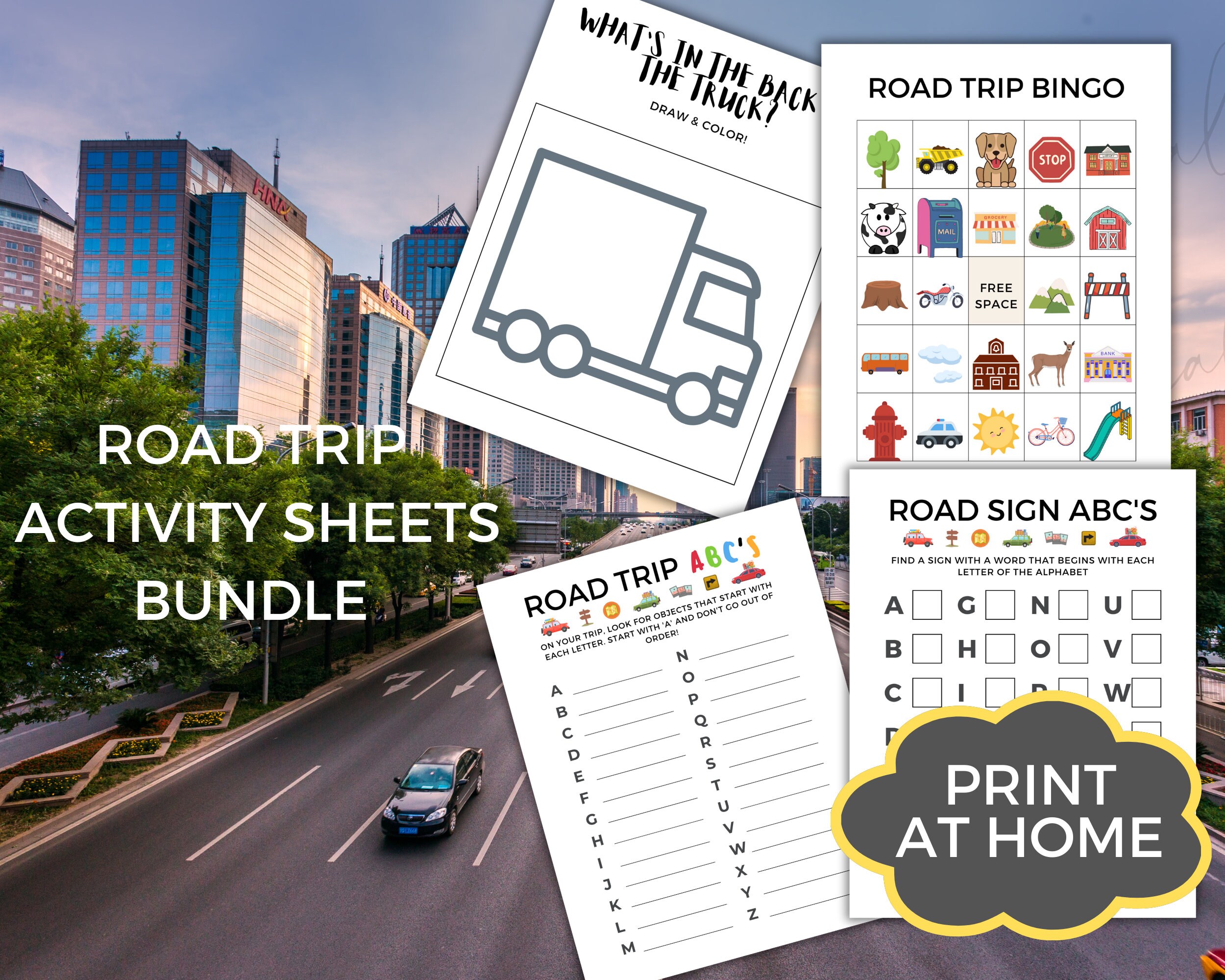 Road Trip Activity Bundle for Kids, Road Trip Abc's Printable Game for ...