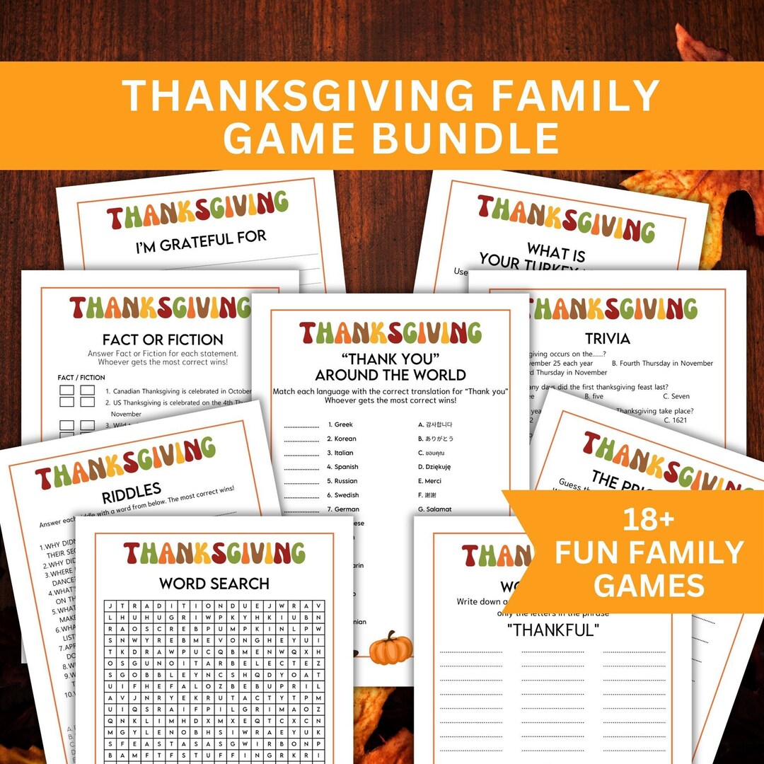 Printable Thanksgiving Games Bundle, Thanksgiving Trivia, Friendsgiving ...