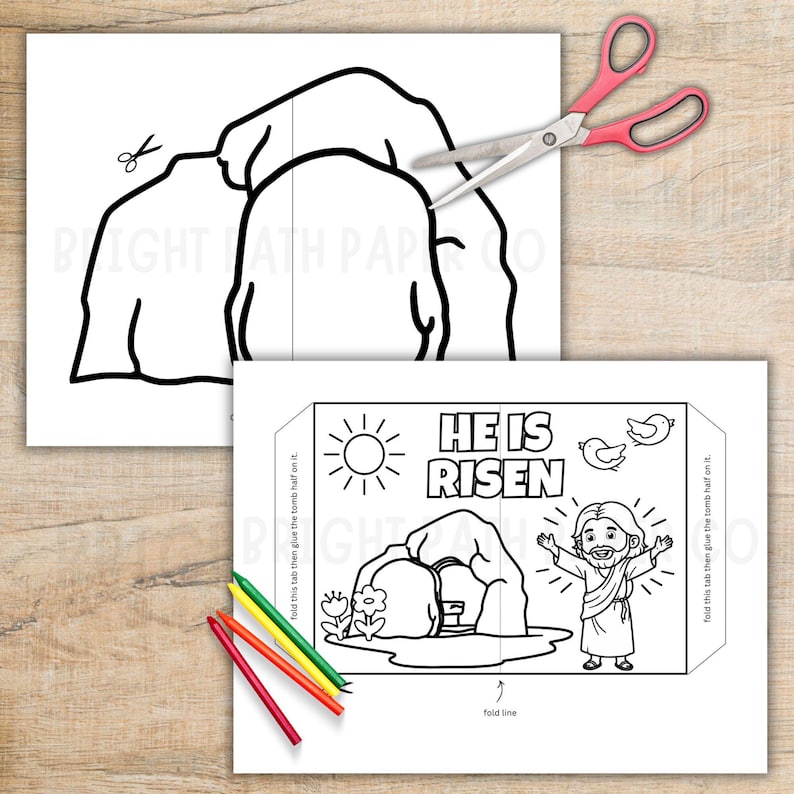 Easter He is Risen Folding Surprise Craft, Jesus Resurrection Sunday ...