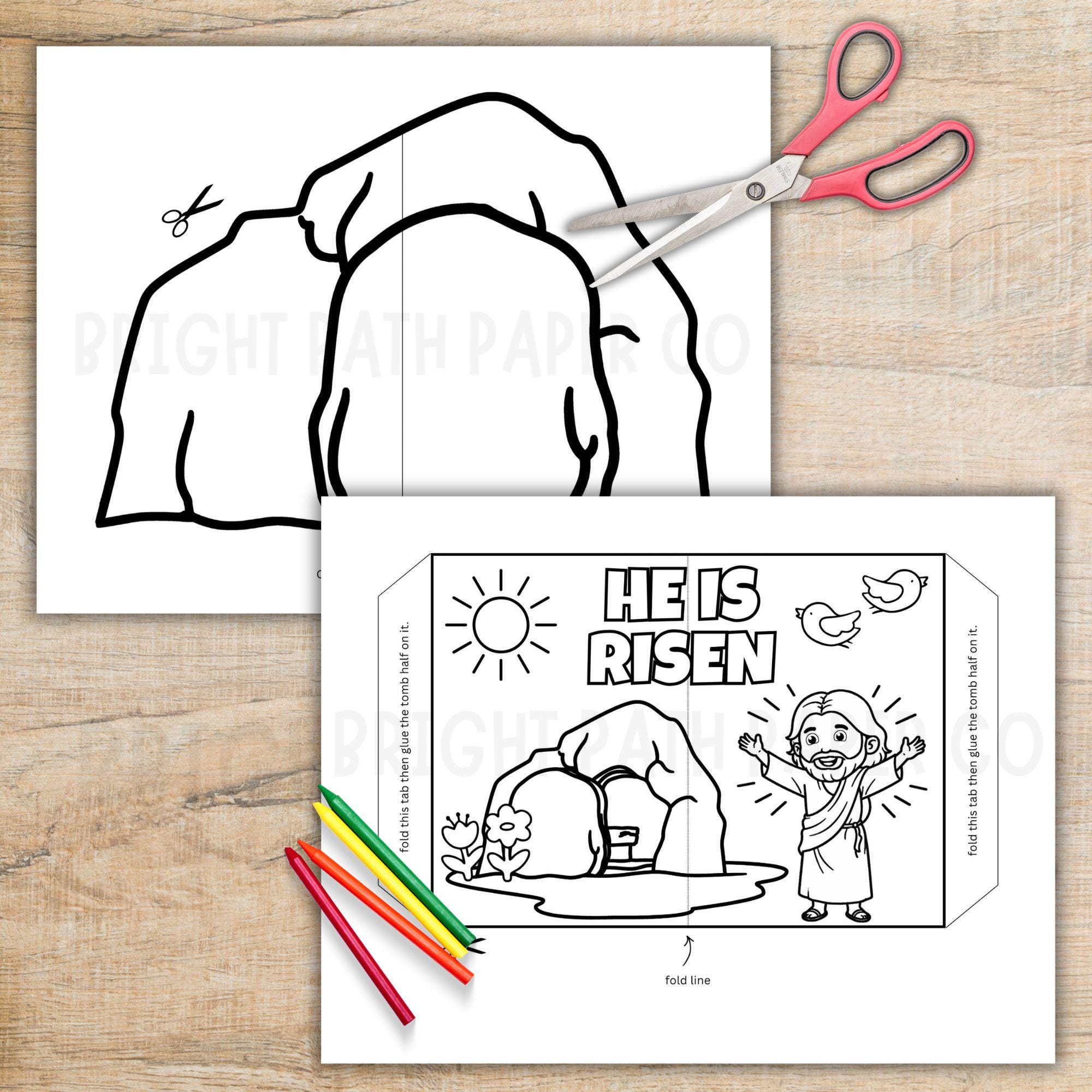 Easter He is Risen Folding Surprise Craft, Jesus Resurrection Sunday ...