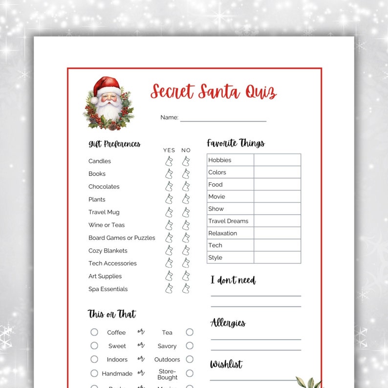 Secret Santa Survey - Etsy