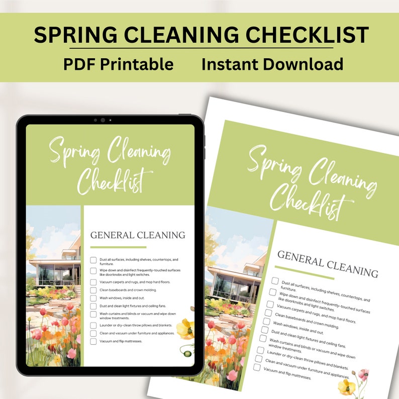 Spring Cleaning Checklist Printable Instant Digital Download, Annual ...