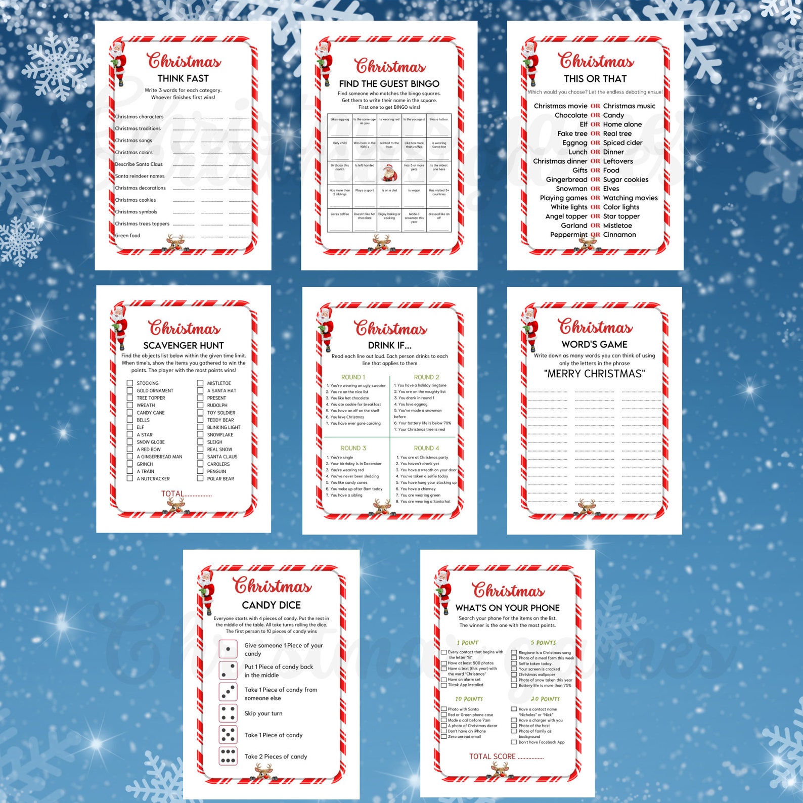 Printable Christmas Game Bundle, Christmas Party Games, Office Holiday ...