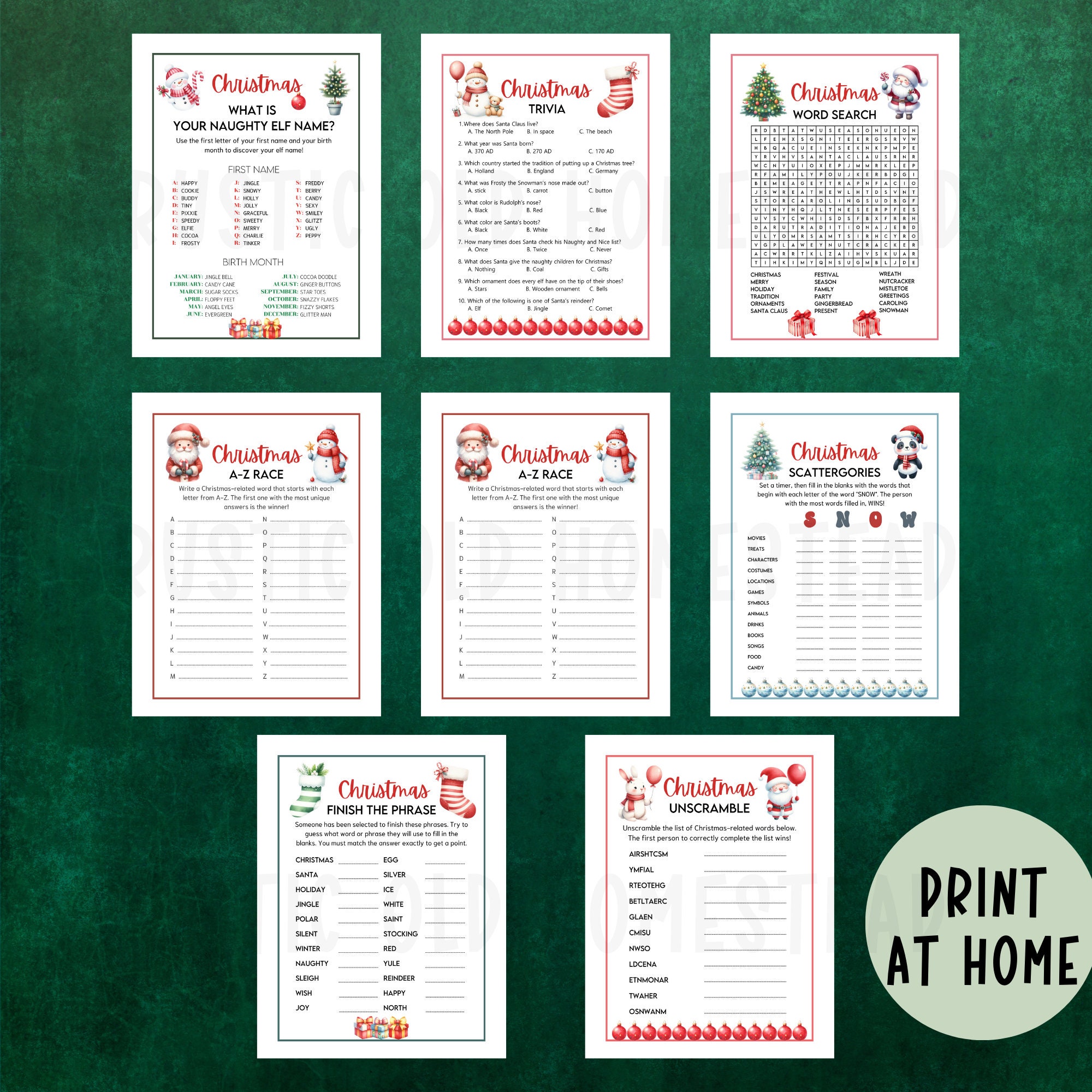 Christmas Game Bundle Printable, Fun Family Activities, Holiday Office ...